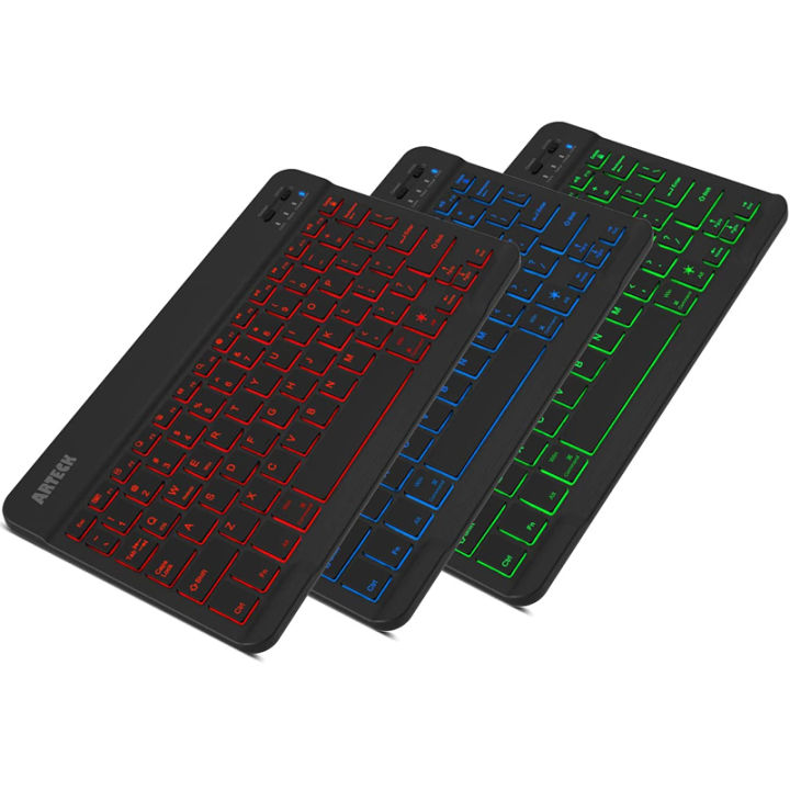 Arteck HB030B Universal Slim Portable Wireless 7-Colors Backlit ...