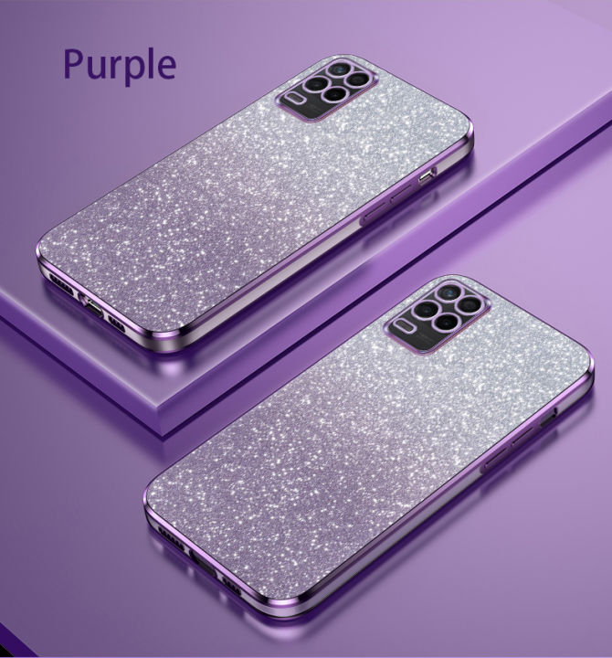 AnDyH Phone Case for OPPO A54 4G Flash Powder Gradient Plating Casing ...