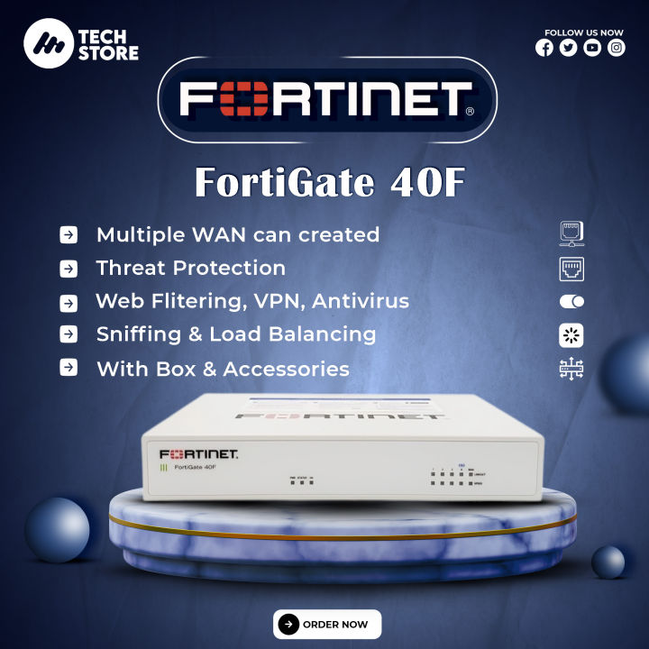 FORTINET FortiGate-40F Firewall Appliance – 5 Gigabit Ethernet RJ45 ...