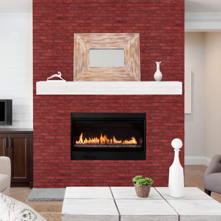 Red brick stone wooden wallpaper sticker sheet | Daraz.pk