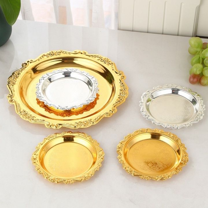 Luxury Golden Silver Cake Tray Round Desktop Jewelry Storage Tray ...