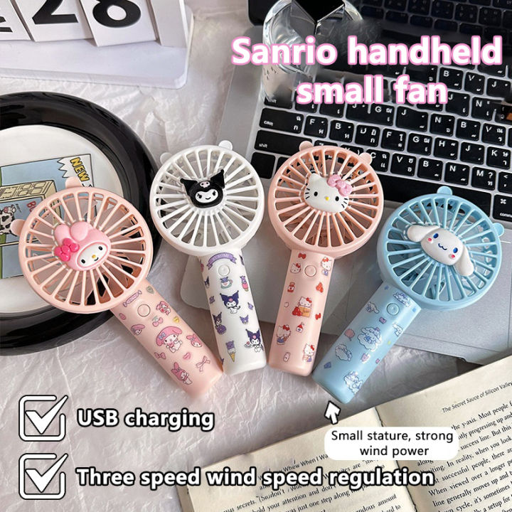 Sanrio Mini Fan Cartoon Cinnamoroll Hello Kitty Kuromi Melody Handheld ...