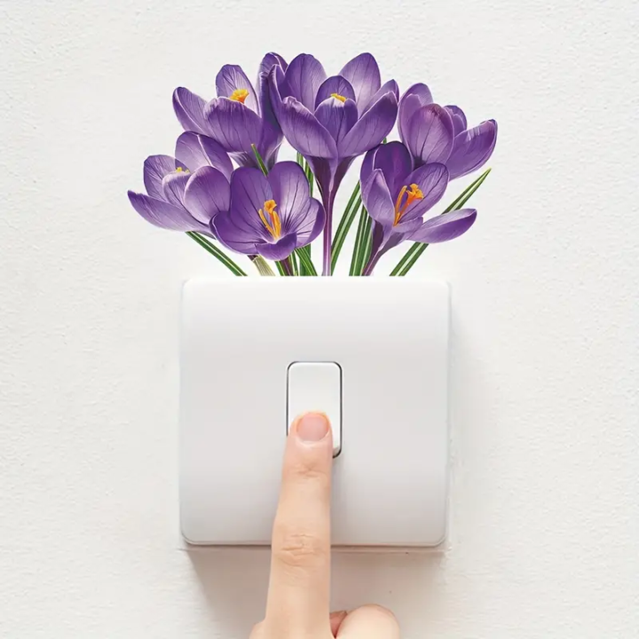 Floral Switch Sticker Saffron Flowers Peel and Stick DIY Decor for ...