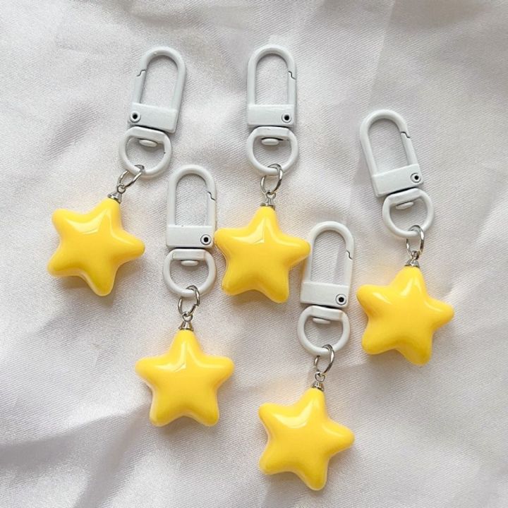 Keyring Stars Yellow Pink Stars Keychain Pentagram Chubby Chubby Milk ...