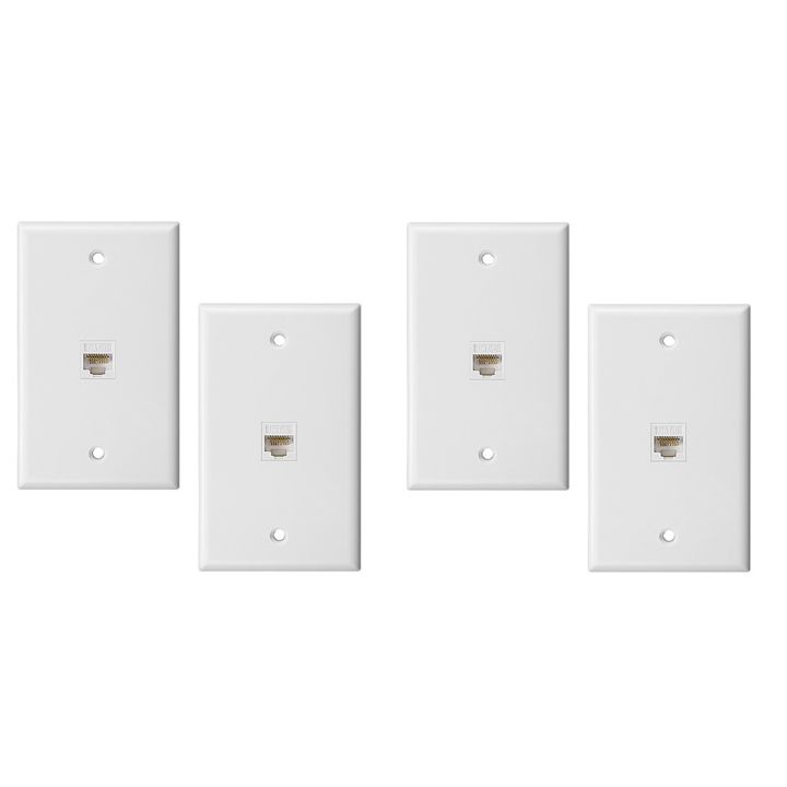 4-Pack 1-Port Ethernet Wall Plate, Jack Wall Plate with RJ45 Female to ...