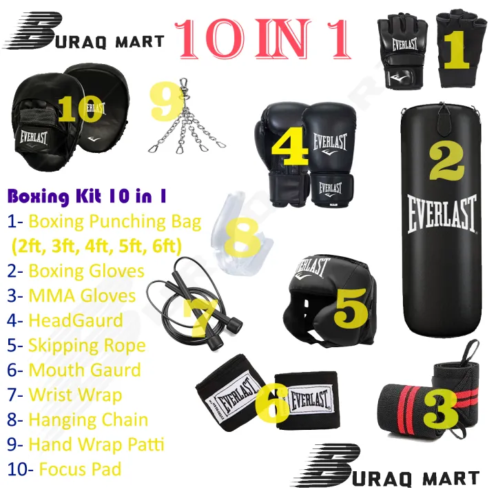 Complete Everlast Boxing Kit 10in1 for Men, Women, and Kids – Heavy Bag ...
