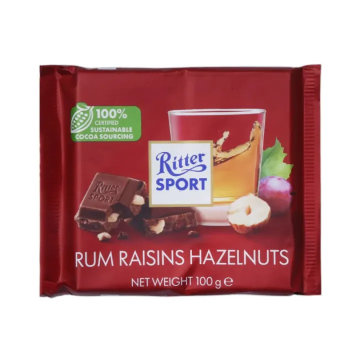 RITTER SPORT CHOCOLATE RUM RAISINS HAZELNUTS 100 GM (𝐢𝐦𝐩𝐨𝐫𝐭𝐞𝐝 & 𝐨𝐫𝐢𝐠𝐧𝐚𝐥 ...