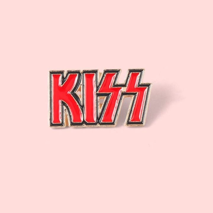 Lapel Pin Valentine's Day Kiss Brooches Letter Punk Shirt Lapel Pins ...