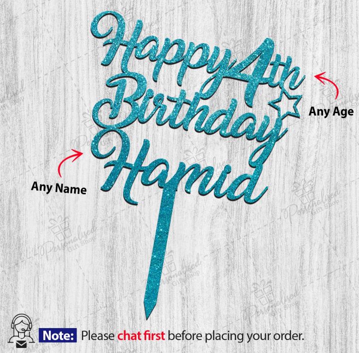 PERSONALISED Custom Wooden Happy 4th Birthday Baby Cake Topper For ...