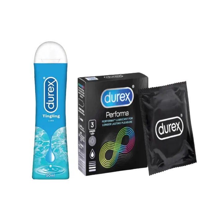 Durex Lube Tingle Lubricant Pleasuring fun Gel - 50 mL With Performa 3s ...