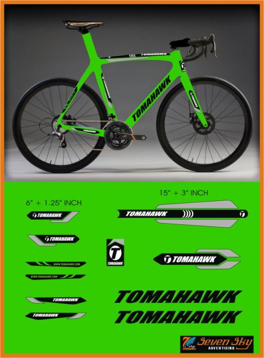 TOMAHAWK Push Bike Cycle Stickers Mountain Bike Luminous Reflective ...