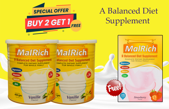 Sale Offer: Buy 2 Get 1 Free, MalRich Balanced Diet Supplement Milk ...