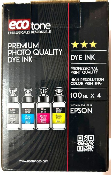 EPSON PRINTER DYE INK PREMIUM QUALITY (ECOTONE 100ML PACK OF 4 INK ...