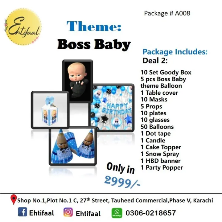 Boss Baby Theme Birthday Package | Daraz.pk