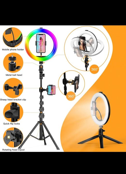 26CM Selfie LED Ring Light with 7 Feet Tripod Stand & Mobile Phone Holder 26 CM ring light with ...