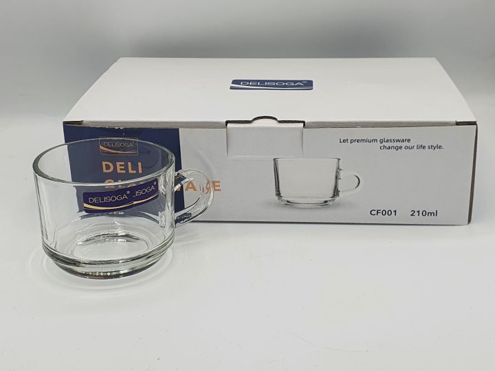 DELISOGA - GLASSWARE TEA CUPS/TEA MUGS - MULTI DESIGNS 6 Piece Set ...