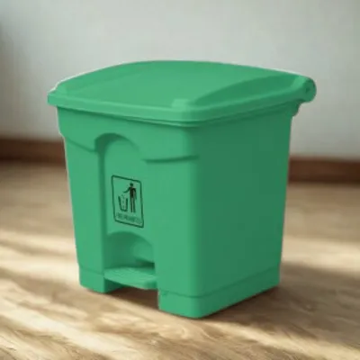 The 30 Liter Green Plastic Pedal Dustbin blends functionality with a ...