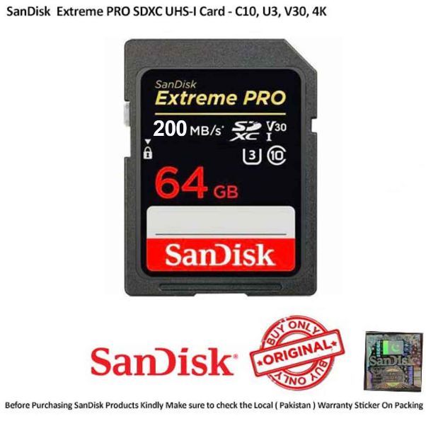SanDisk Extreme PRO SDXC UHS-I Card - C10, U3, V30, 4K UHD, SD Card | Daraz.pk