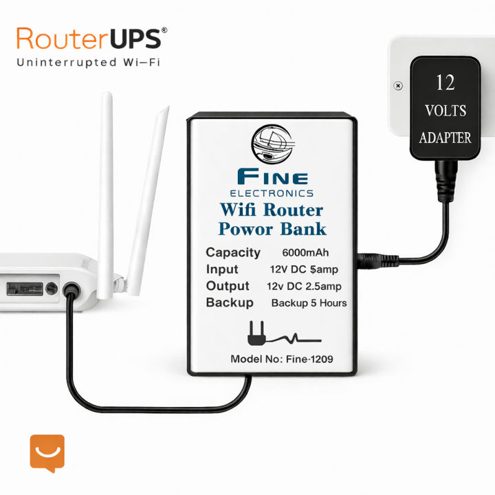 WiFi Router Power Bank UPS – High Power 12V Battery Backup, High mAh ...