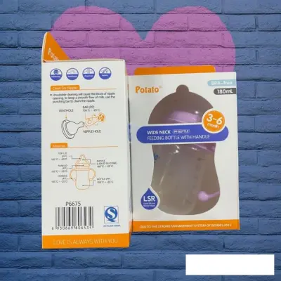 POTATO BABY FEEDER BPA-FREE WIDE NECK FEEDING BOTTLE WITH HANDLE FOR 3 TO 6 MONTHS 180ML | Daraz.pk
