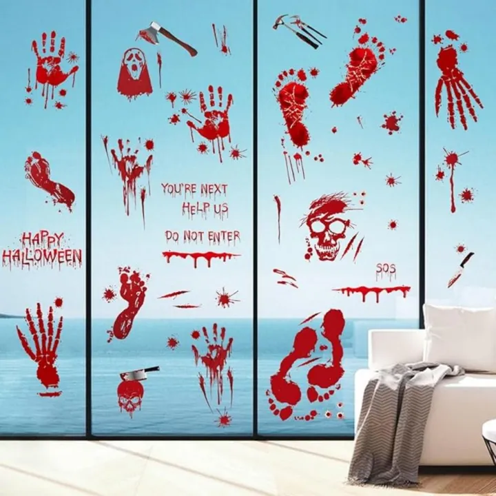 Waterproof Skull Decoration Environmentally Friendly Bloody Handprint ...