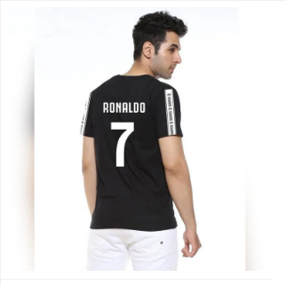 Ronaldo Juventus 7 Number Tape Sleeves T Shirt for Him | Daraz.pk