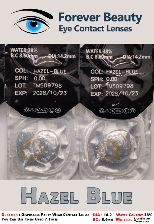 Hazel Blue Cosmetic Colored Contact Lenses Eye Contact Lenses Forever ...