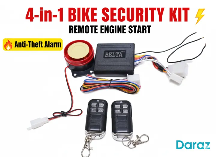 Motorcycle Security Kit 4-in-1 Anti-Theft Alarm with Remote Engine ...