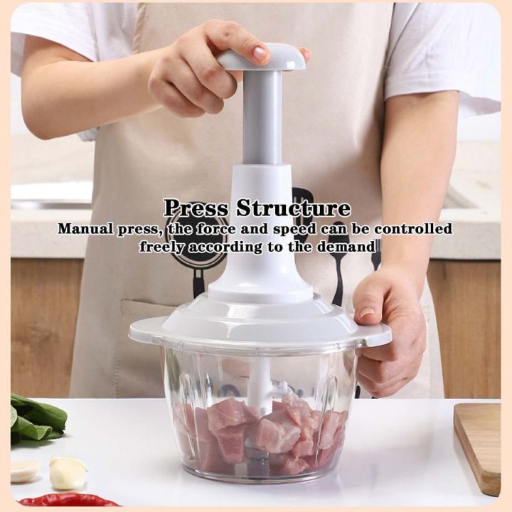 2000 ML Manual Pump Action Chopper – Large Size Hand-Pulled Food ...