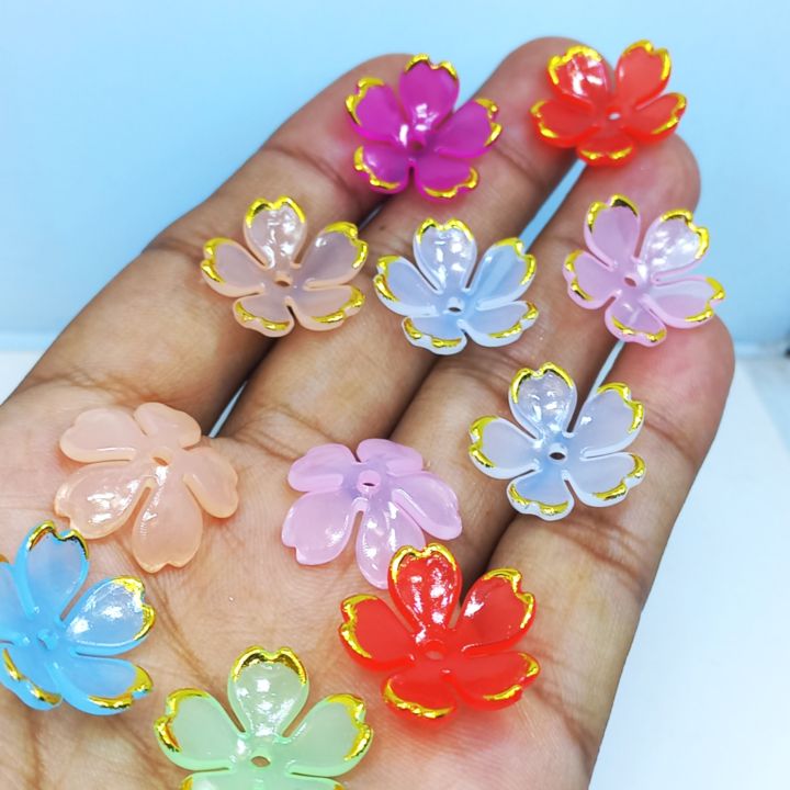 12pcs, Acrylic Gold Edge, Flower Caps/Beads/Charms, High Quality, about ...