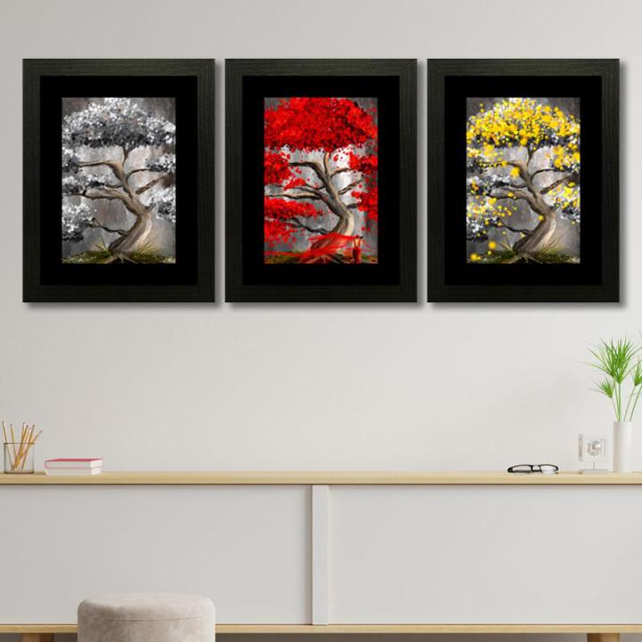 Set of 3 Colorful Trees Wall Art Frames, Collage Frames for Wall Décor – Raqeeq BF71 | Daraz.pk