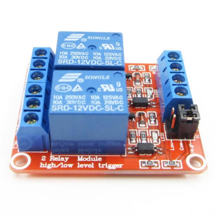 DC 12V 2 Channel Relay Module with Isolated Optocoupler High and Low ...