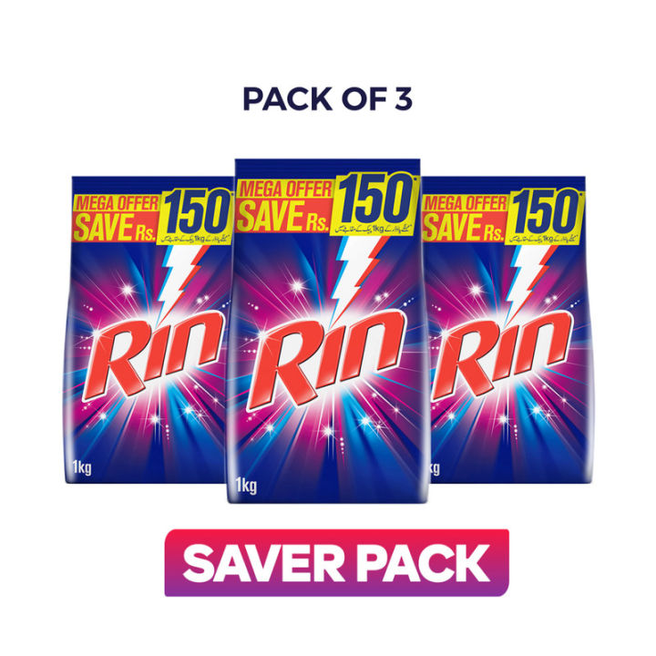 Rs.60 off on Pack of 3 of Rin Washing Powder - 1KG | Daraz.pk