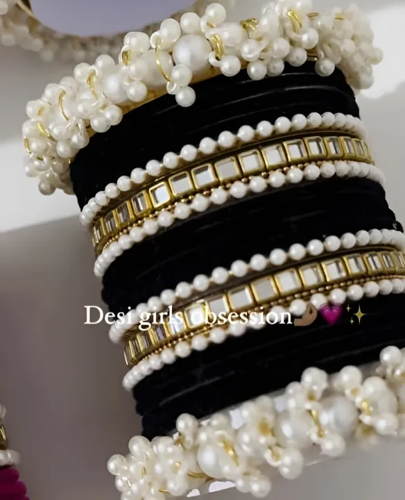 ladies bangles -Trendy pearl Gajra Bangles with White Pearls/Beads ...