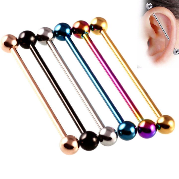 1PC Surgical Steel Industrial Bar Scaffold Ear Barbell Ring Women ...