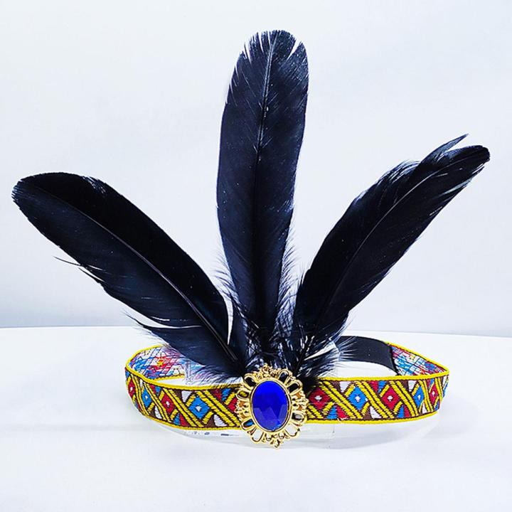 1 Pcs Feather Hair Band Headband Bohemian Indian Gypsy Dance Show ...