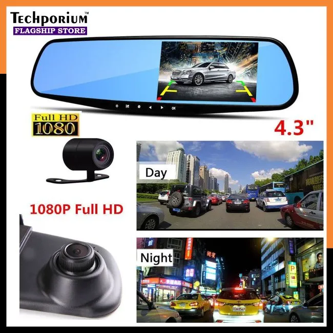 Smart Dual Camera Car DVR Mirror | 1080p Full HD Front & Rear Dash Cam ...