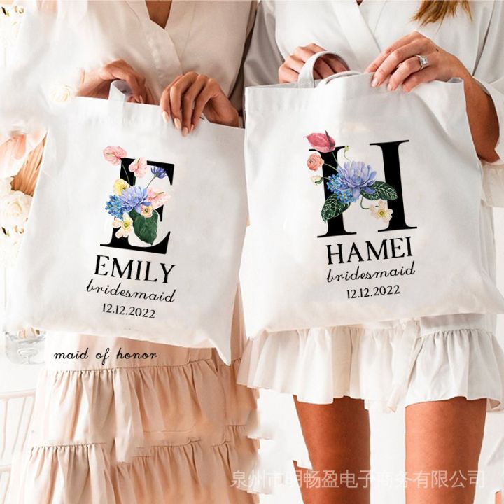 Custom Named Text Bridesmaid Gift Bags Bridesmaid Big Bag With Handles ...