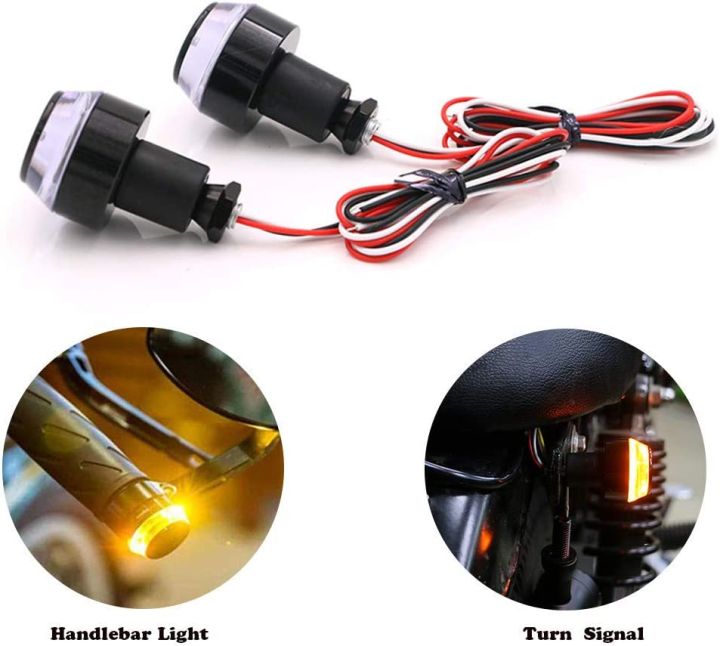 Motorcycle Handlebar End Light ,12 LED Turn Signal Lamp Scooter Blinker ...
