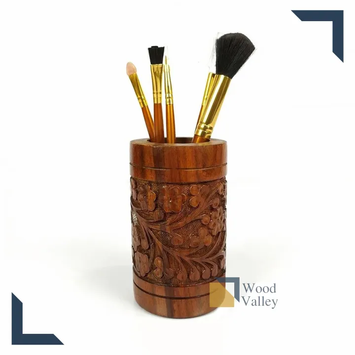 Wood Valley-Carving Brush Holder Pen Holder Multiple Purpose-Best ...