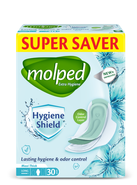 Molped Maxi Hygiene Shield Long Trio Pack - 30 Pads | Daraz.pk