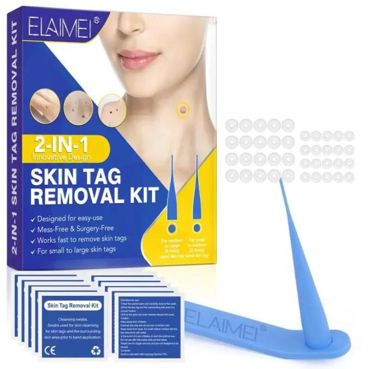 2 IN 1 Painless Skin Tag Removal Kit Easy Home Use Mole Wart Remover ...