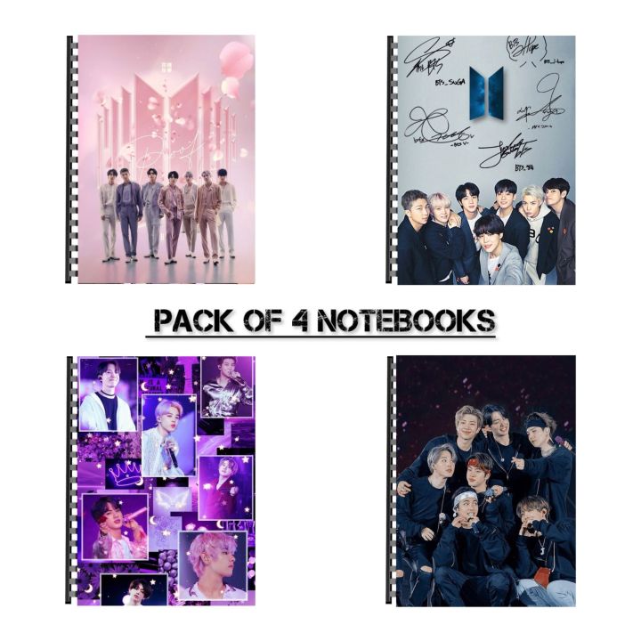 PACK OF 4 BTS NOTEBOOKS (80 PAGES X 4) A4 SIZE | Daraz.pk