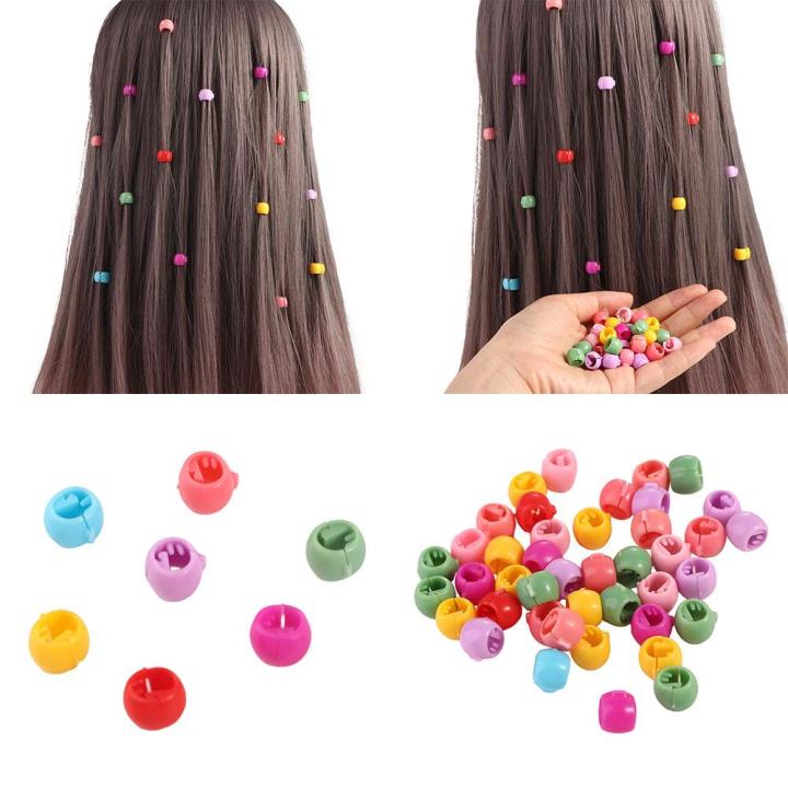 40pcs/set Cute Plastic Mix Colorful Hair Beads Mini Hollow Hair Braids ...