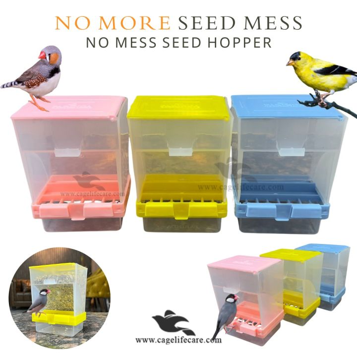 No Mess Seed Hopper for Finches, Java Canary & Small Birds ( Multi ...