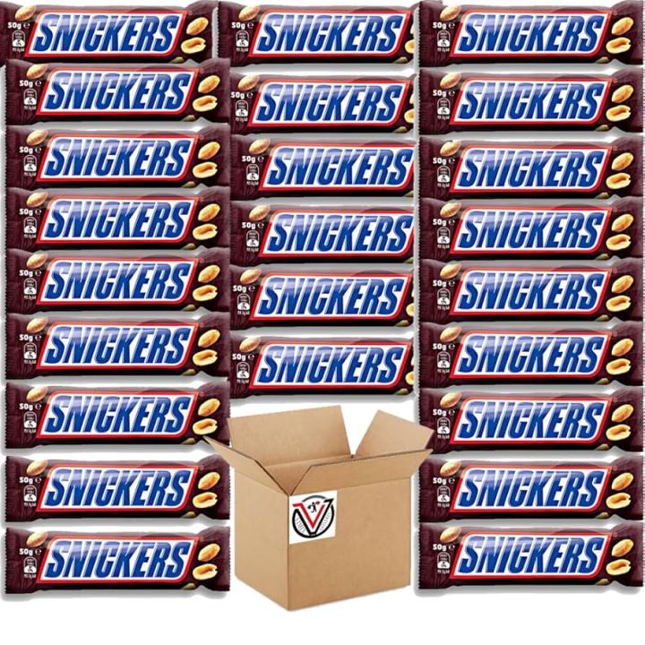 Snickers Chocolate Bar 50g – Pack of 24| Creamy Caramel, Nougat ...