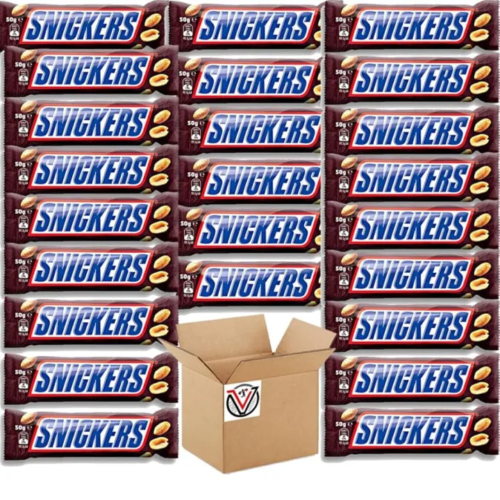 Snickers Chocolate Bar 50g – Pack of 24| Creamy Caramel, Nougat ...