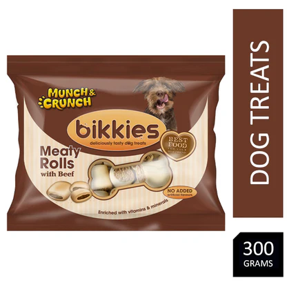 Munch & Crunch Bikkies Meaty Rolls with Beef Snacks For Dogs 350g ...