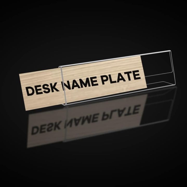Acrylic Name Plate for Desks, 2 x 8 Inches Clear Slant Back Sign Holder ...