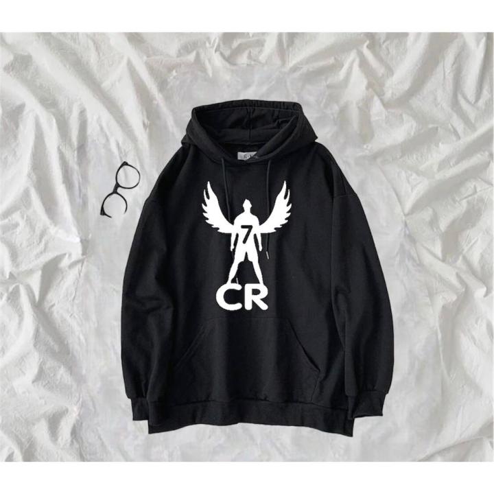 Black Cristiano Ronaldo Cr7 Fleece Full Seeves Hoodie For Men by ...